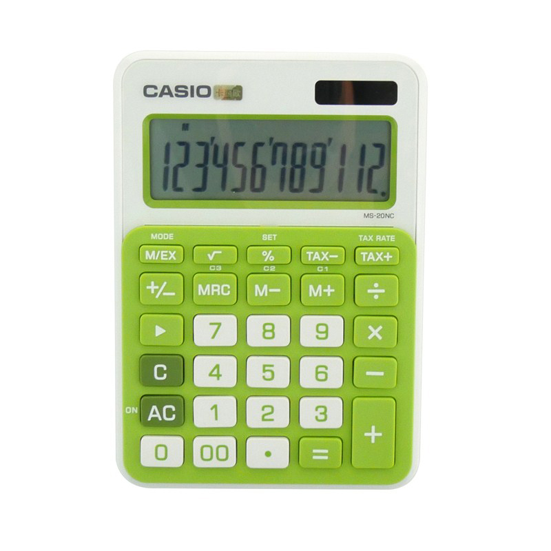 卡西欧 MS-20NC-GN 日常商务计算器-亮彩系列 嫩绿